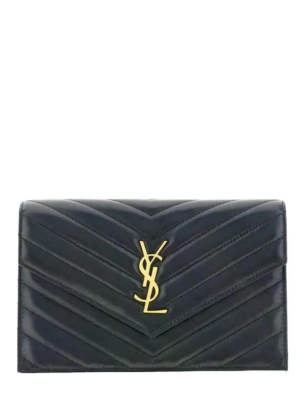 Saint Laurent Envelope Chain Wallet In Lambskin - Black
