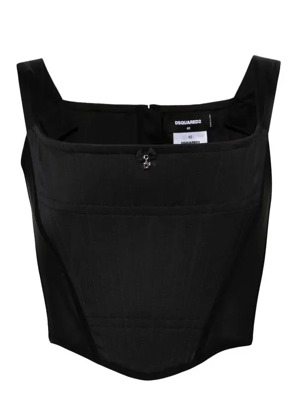 Dsquared2 Mesh-paneled Corset Top - Black