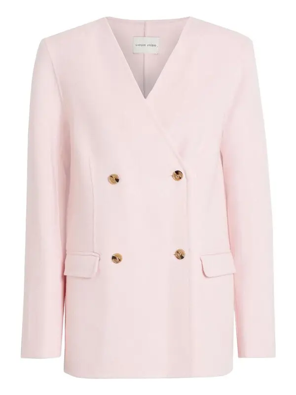 Loulou De Saison Double-breasted Wool And Cashmere-blend Blazer - Baby Pink