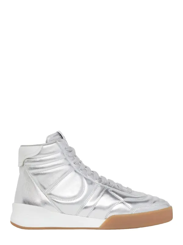 COURREGES Mid Club 02 Leather Sneakers - Silver