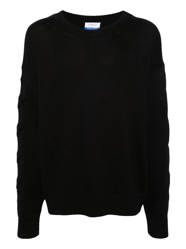 Off-White 3d Diag Ribbed-knit Jumper - Black