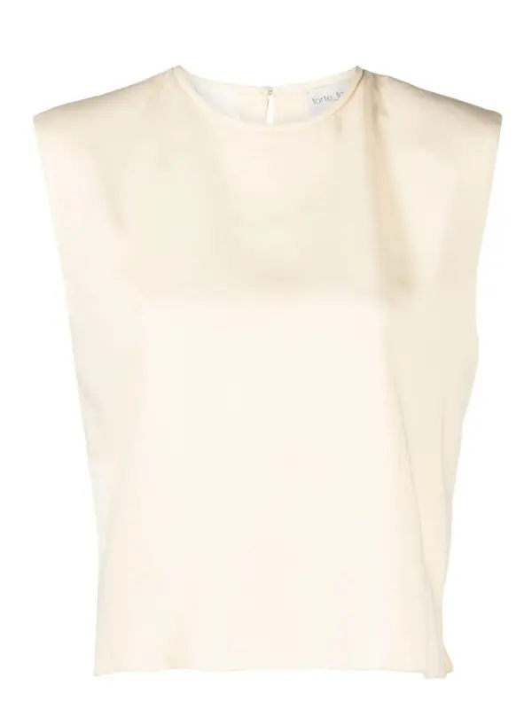 FORTE_FORTE Sleeveless Cropped Satin Blouse - Neutrals