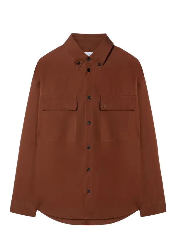 Off-White Ow Emb Cotgab Milit Shirt - Brown