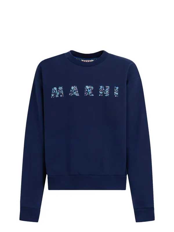 Marni Logo-print Cotton Sweatshirt - Blue
