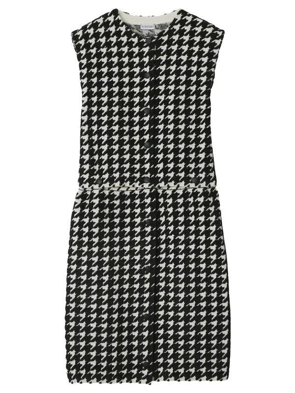 Burberry Houndstooth Sleeveless Mini Dress - Black