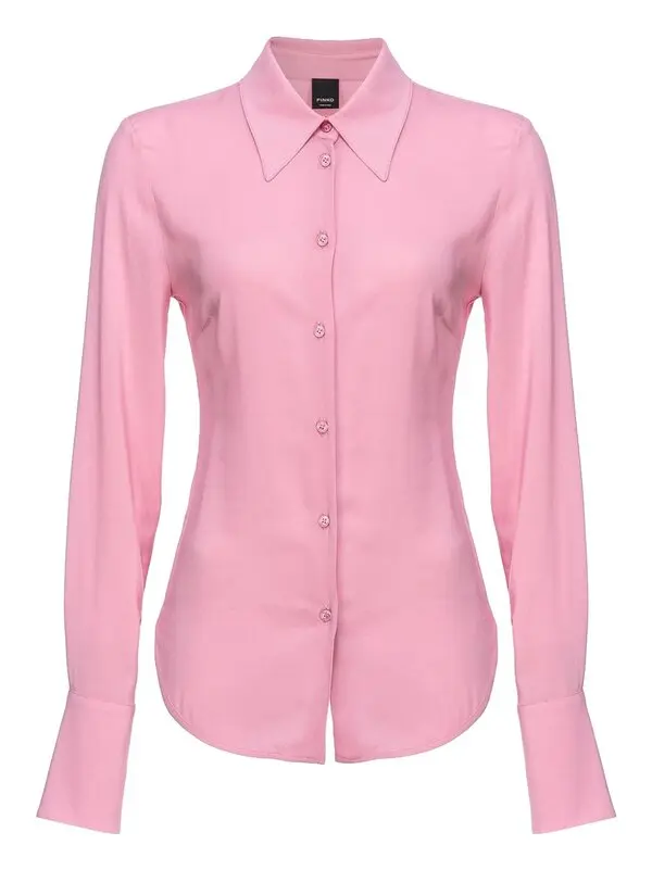 Pinko Spread-collar Semi-sheer Shirt - Pink