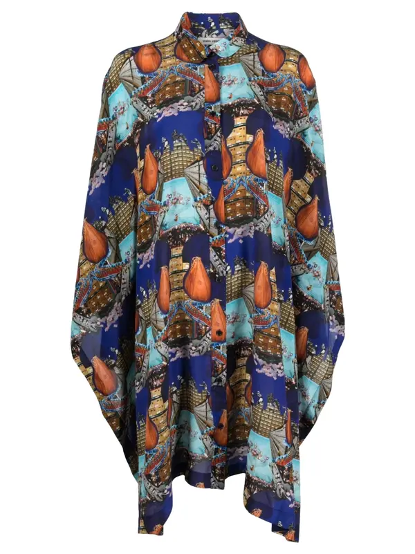 Henrik Vibskov Boxing-print Midi Dress - Blue