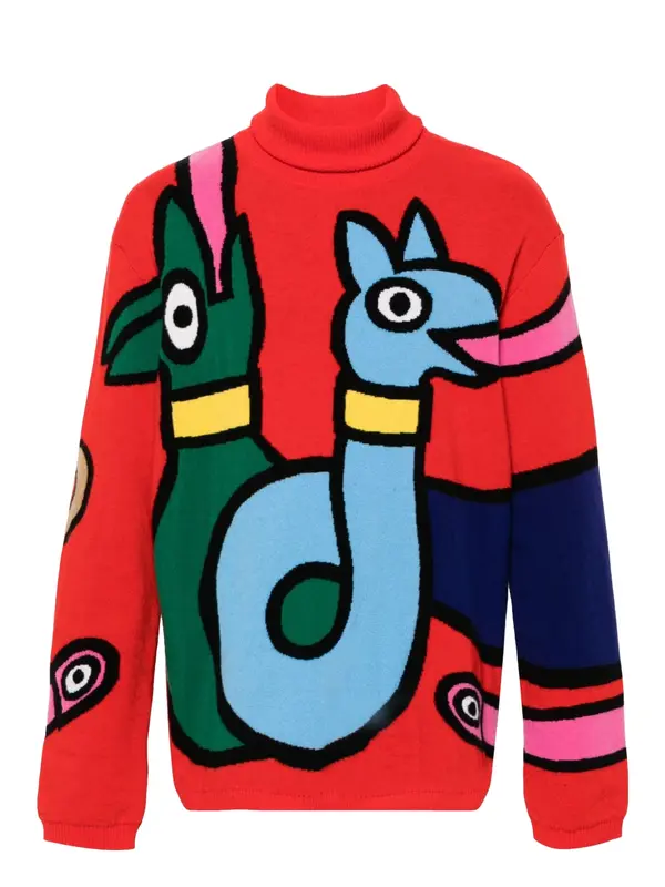 WALTER VAN BEIRENDONCK Viper Wool Jumper - Red