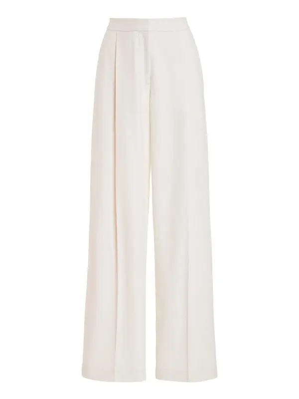 Oscar De La Renta High-rise Wide-leg Stretch-wool Pants - White