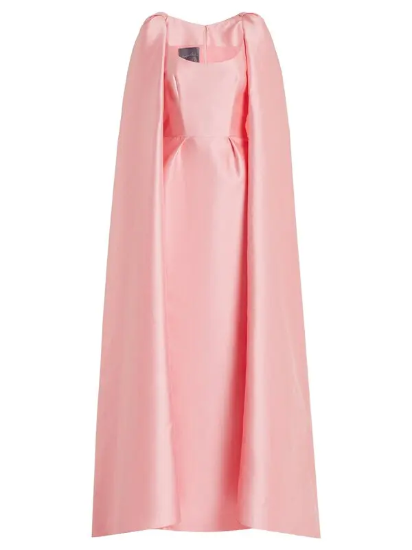 Monique Lhuillier Cape-effect Silk-blend Gown - Pink