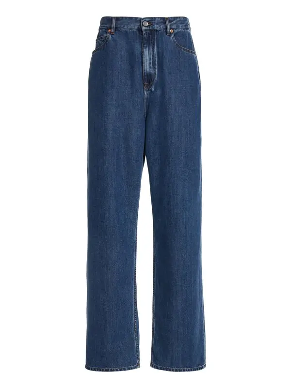 Valentino Garavani Stretch Low-rise Wide-leg Jeans - Medium Wash