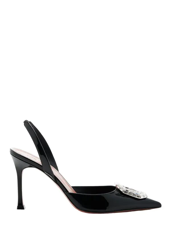 Amina Muaddi Camelia Patent Leather Slingback Pumps - Black
