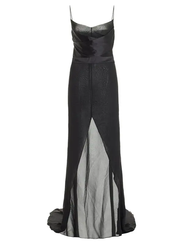 Burc Akyol Siren Cummerbund-detailed Silk-satin Dress - Black