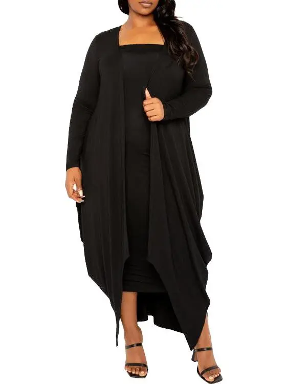 BUXOM COUTURE Cascade Bubble Hem Cardigan - Black