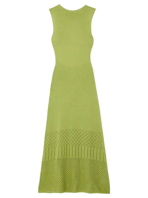 Escvdo Net Sustain Tondero Knitted Cotton Midi Dress - Green