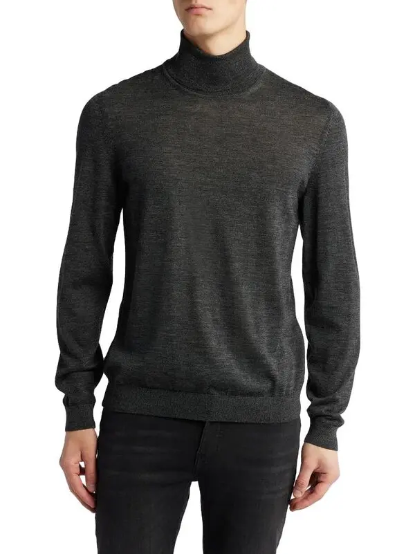 BOSS Musso Virgin Wool Turtleneck Sweater - Black