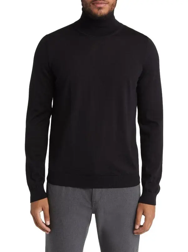BOSS Musso Virgin Wool Turtleneck Sweater - Blk
