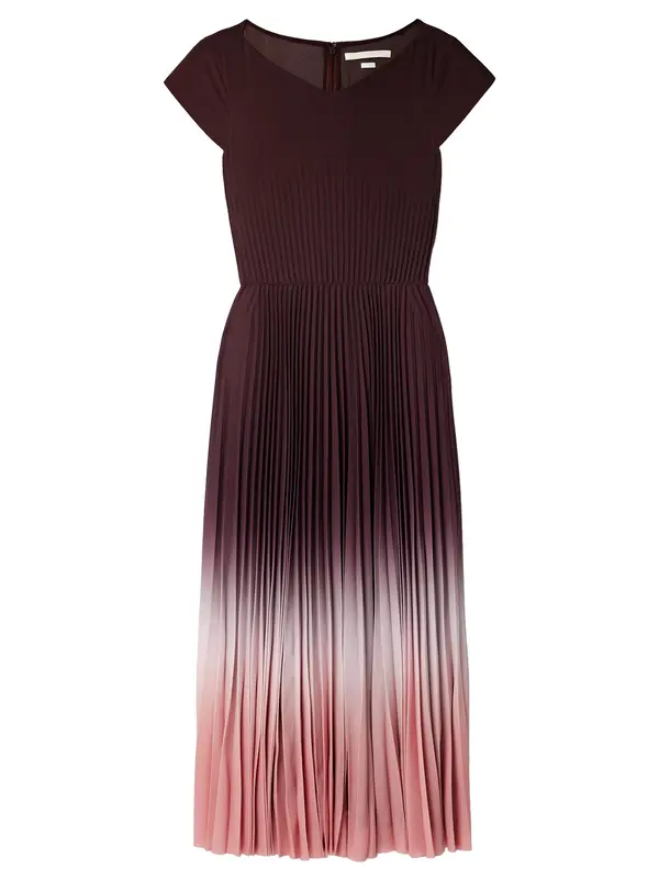 JASON WU Marocaine Dégradé Pleated Crepe Midi Dress - Multi