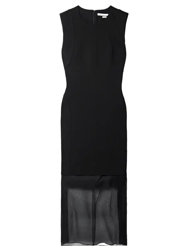 JASON WU Silk-trimmed Crepe Midi Dress - Black