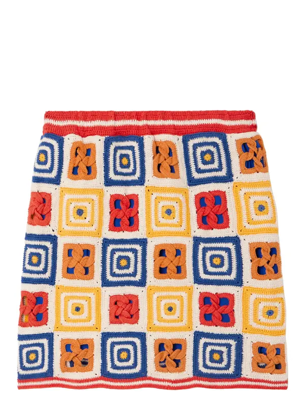 Escvdo Net Sustain Santería Crocheted Organic Pima Cotton Mini Skirt - Multi