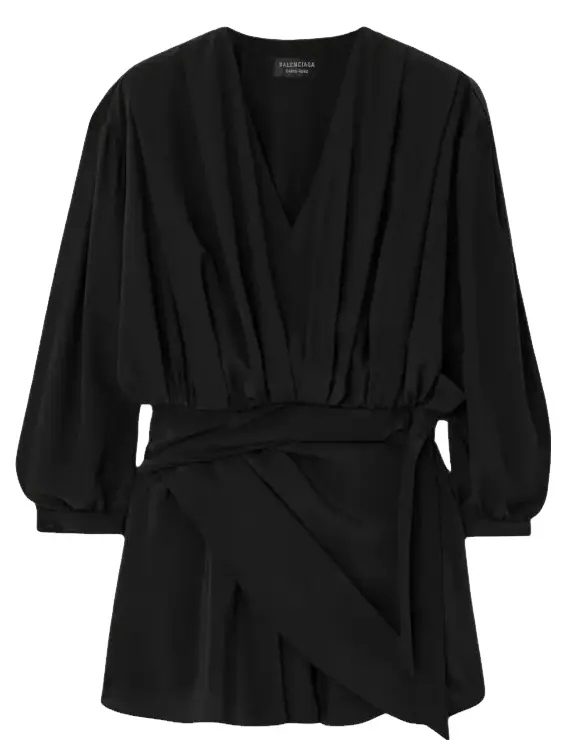 Balenciaga Draped Wrap-effect Mini Dress - Black