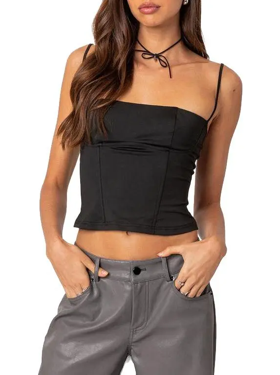 EDIKTED Juno Corset Crop Camisole - Black