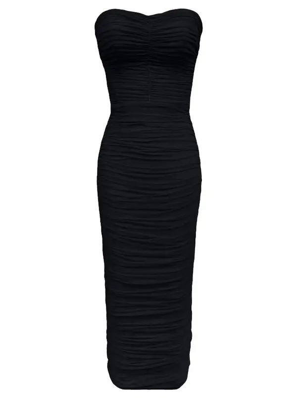Dress The Population Heather Ruched Midi-dress - Black