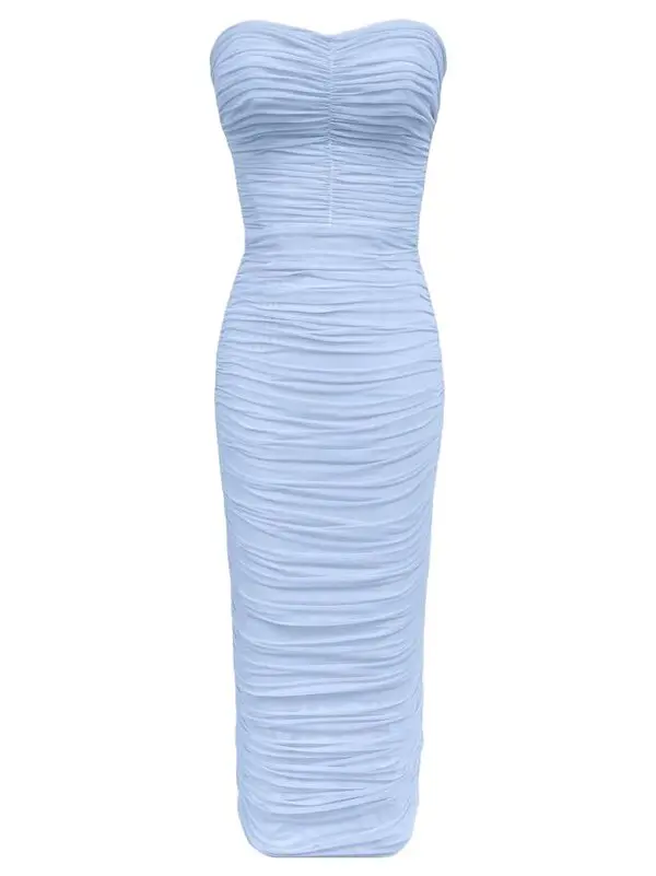 Dress The Population Heather Ruched Midi-dress - Sky