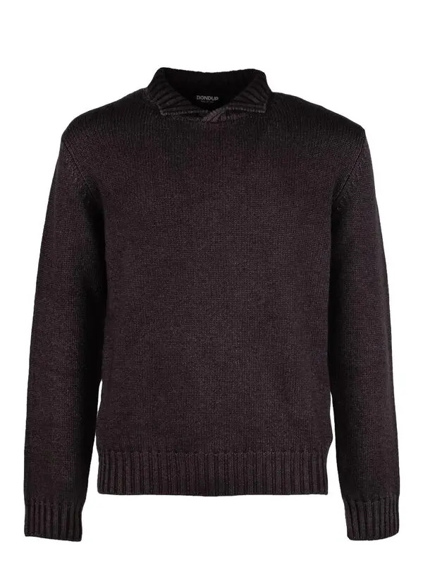 DONDUP Wool Crater Neck Sweater - Black