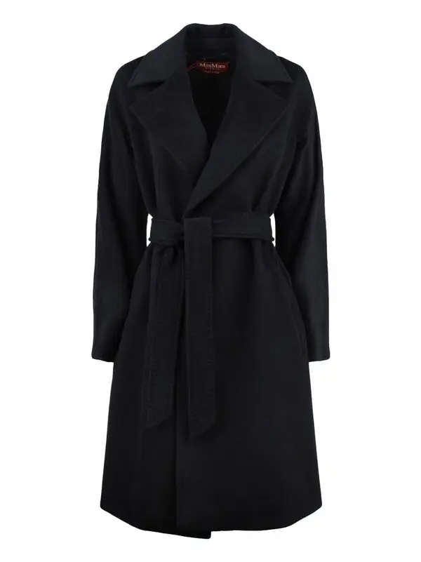 Max Mara Wool Draped Coat - Black