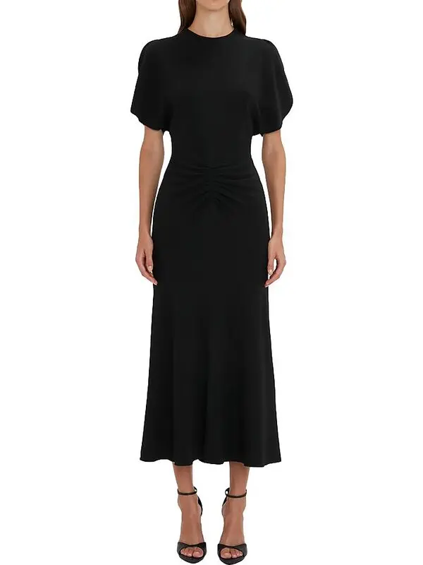 Victoria Beckham Petal Sleeve Midi Dress - Black
