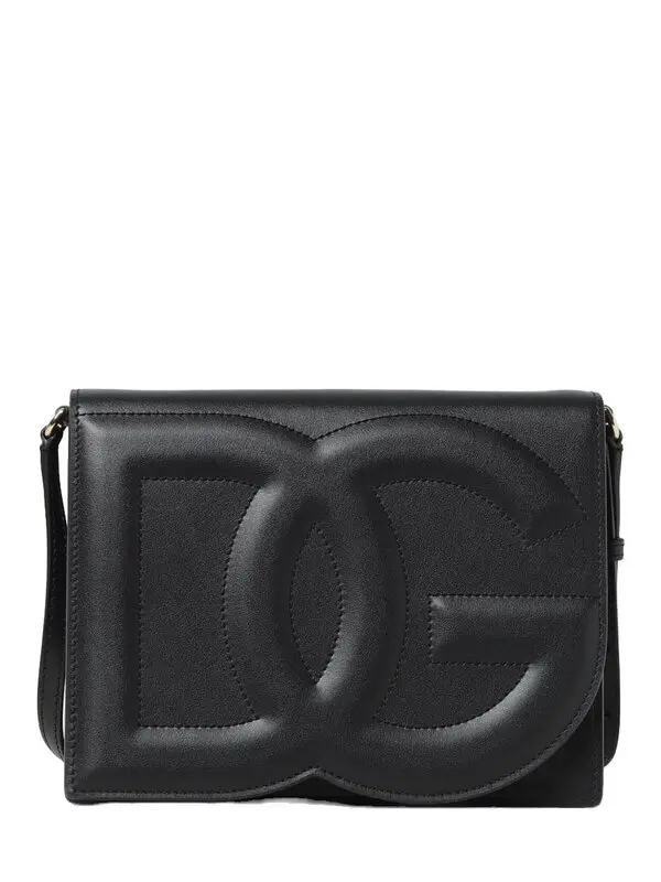 Dolce & Gabbana Leather Bag With Embossed Logo - Black