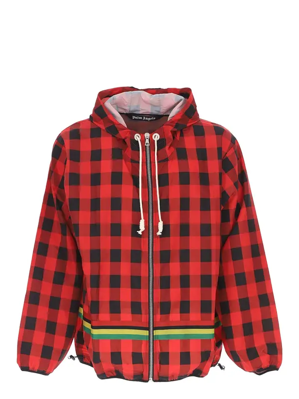 Palm Angels Checked Windbreaker Jacket - Red
