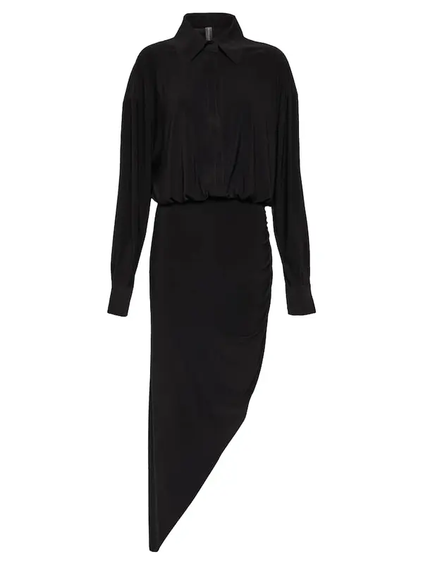 Norma Kamali Shirred Jersey Midi Dress - Black