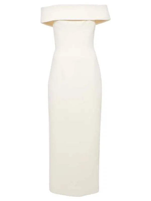 EMILIA WICKSTEAD Bridal Sandra Off-shoulder Crêpe Midi Dress - White