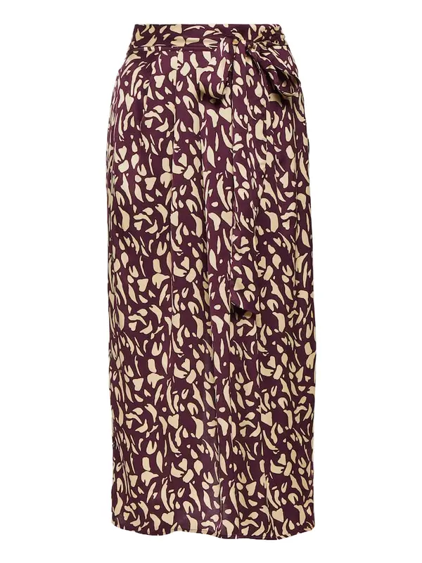 Velvet By Graham & Spencer Juno Printed Satin Midi Skirt - Multicoloured