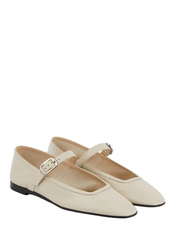 Le Monde Beryl Leather Mary Jane Ballet Flats - White