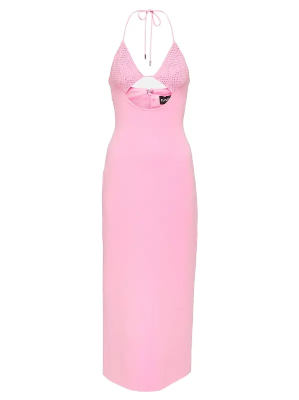 David Koma Crystal-embellished Cutout Midi Dress - Pink