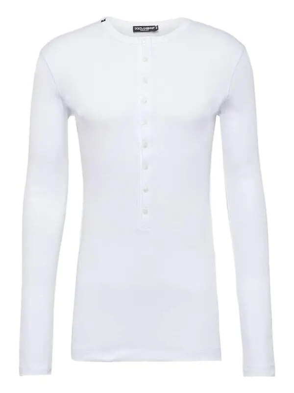 Dolce & Gabbana Re-edition Cotton Jersey Henley Shirt - White