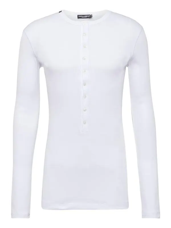 Dolce & Gabbana Re-edition Cotton Jersey Henley Shirt - White