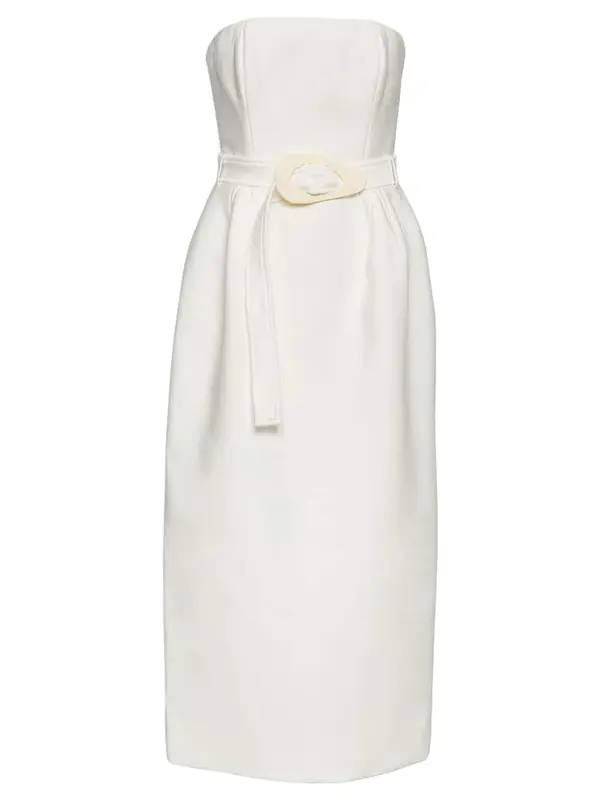 ADRIANA DEGREAS Strapless Midi Dress - White