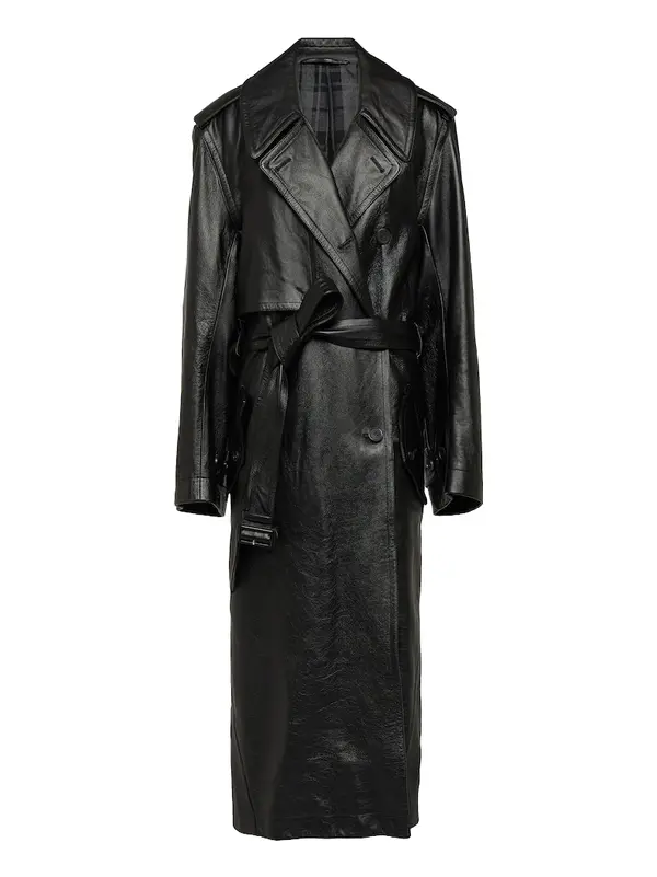 Balenciaga Cocoon Leather Trench Coat - Black