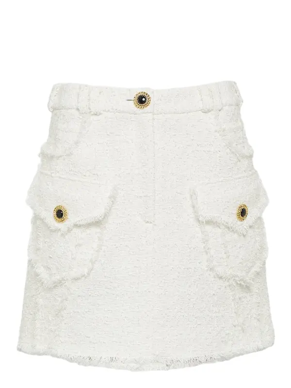 Balmain Tweed Mini Skirt - White