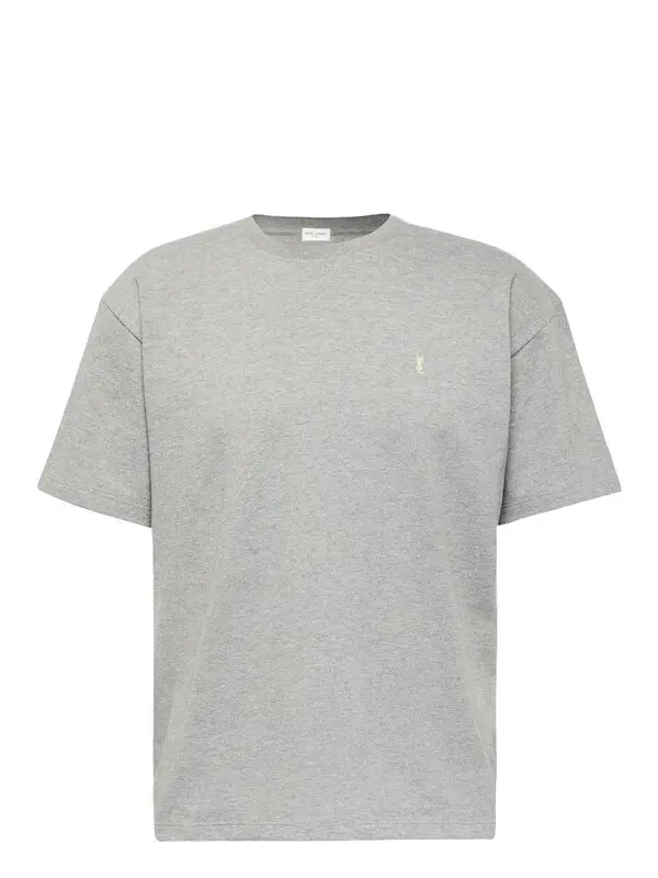 Saint Laurent Cassandre Cotton-blend Piqué T-shirt - Grey