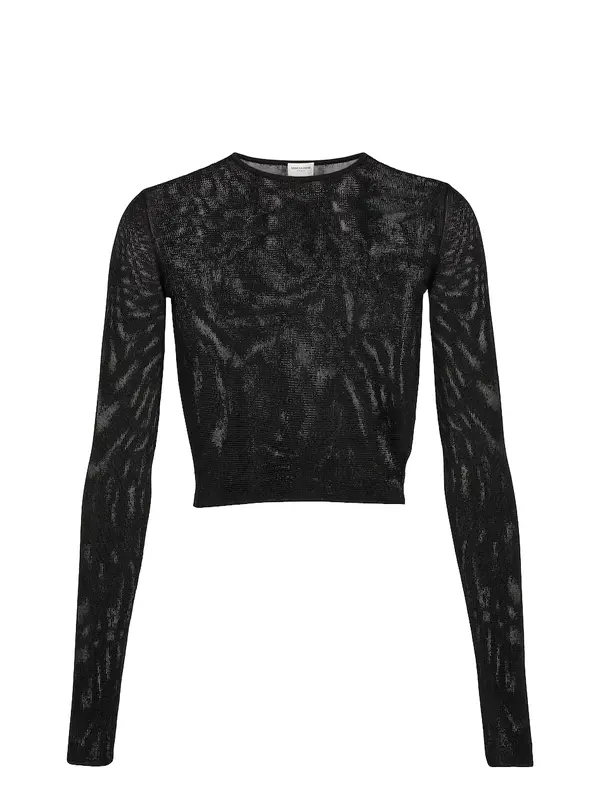 Saint Laurent Ribbed-knit Crop Top - Black