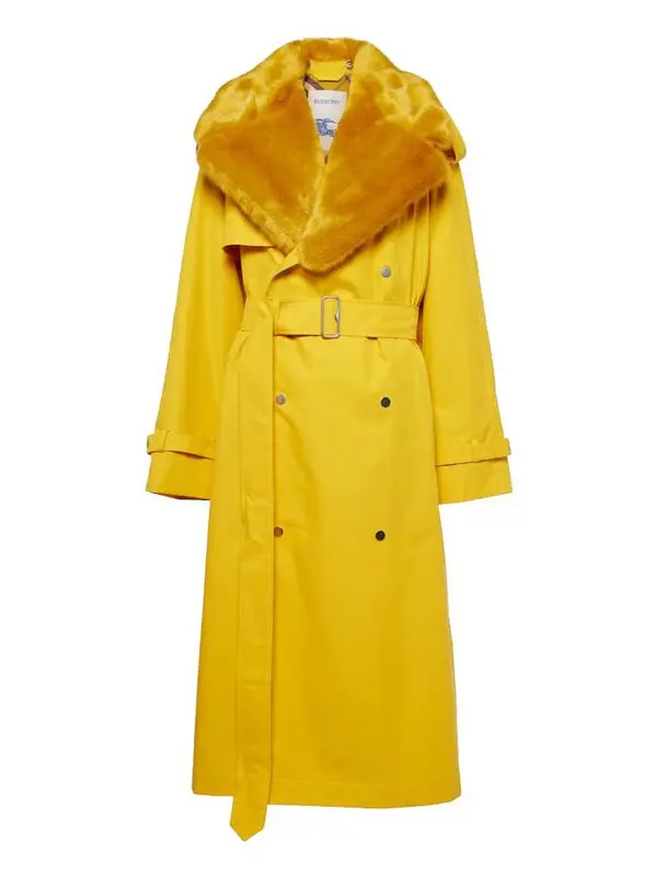 Burberry Kennington Oversized Gabardine Trench Coat - Yellow