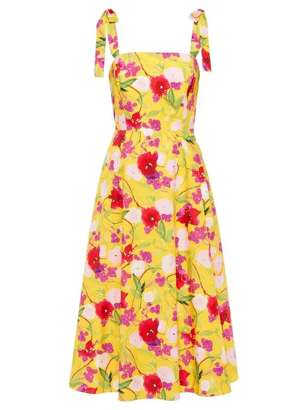 Carolina Herrera Floral Cotton Midi Dress - Multicoloured