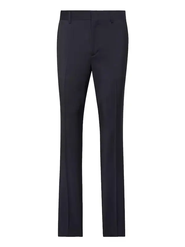 Valentino Garavani Wool And Mohair Straight Leg Trousers - Blue