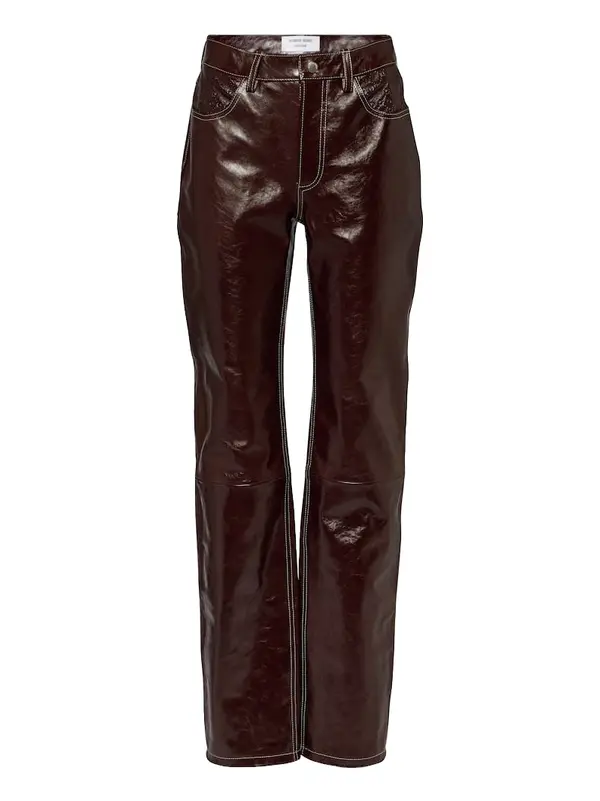 MARINE SERRE Ombré High-rise Leather Pants - Red