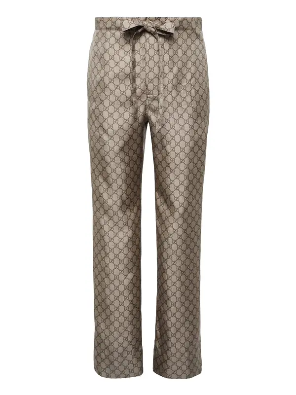 Gucci Gg Silk Straight Pants - Beige